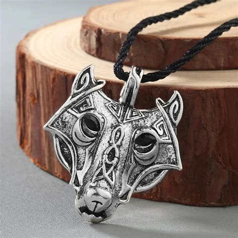QIAMNI Collar Con Colgante De Cabeza De Lobo Para Hombre Amuleto Punk