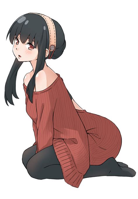 Safebooru 1girl Backless Outfit Bare Shoulders Between Legs Black Hair Black Legwear Blush