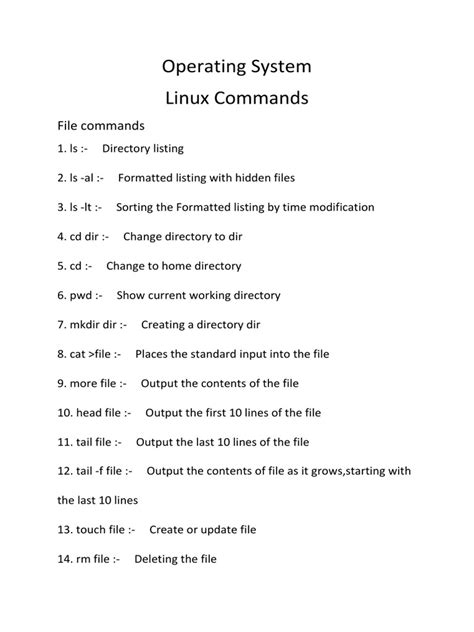 operating system linux commands pdf process computing computer file