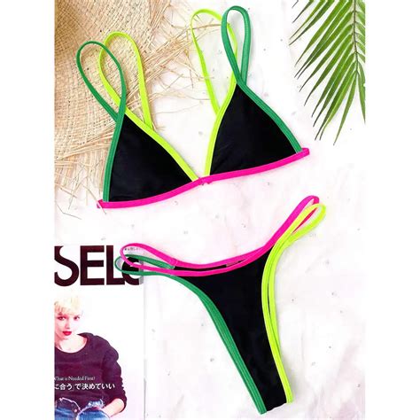 Good Deal 3 Colors Sexy Thong Bikini Female Swimsuit Women Swimwear Two Pieces Bikini Set High