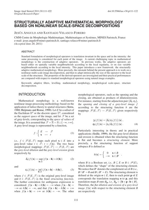 pdf structurally adaptive mathematical morphology based on nonlinear scale space decompositions