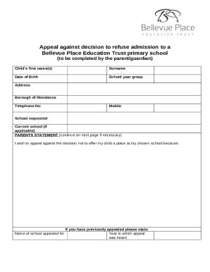 BPET Admission Appeal Doc Template PdfFiller