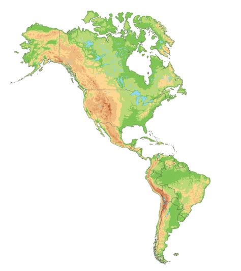 Mapa F Sico Detalhado Das Am Ricas Vetor Premium