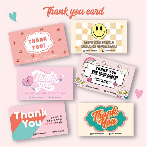 Jual Thank You Card Custom 1 Sisi 78 83 Gift Card Aesthetic