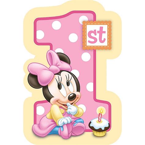 Baby Minnie Mouse Happy St Birthday Edible Cake Topper Image