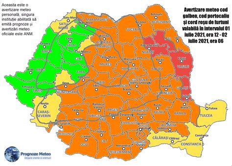 Avertizare meteo cod portocaliu și ROȘU de furtuni Prognoze Meteo