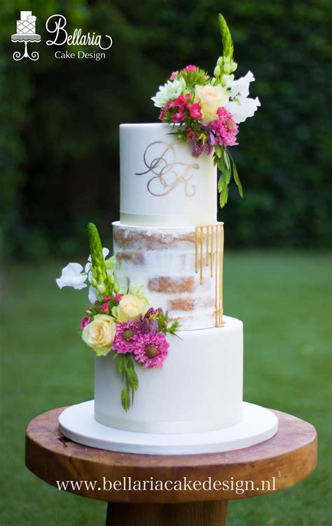 Stijlvolle Semi Naked Bruidstaart Bellaria Cake Design