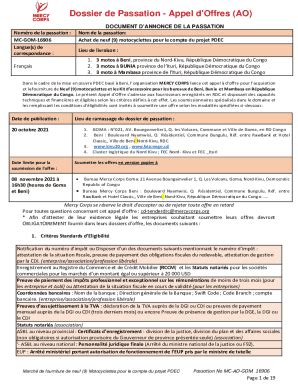 Fillable Online Dossiers Types D Appel D Offres Passation Des Marchs De