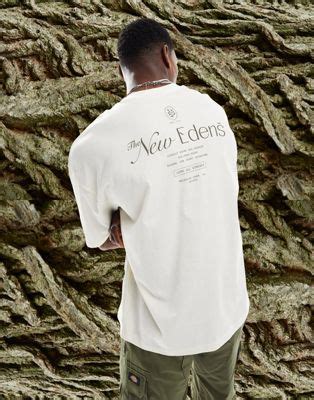 ASOS DESIGN Oversized T Shirt In Ecru With Text Back Print ASOS