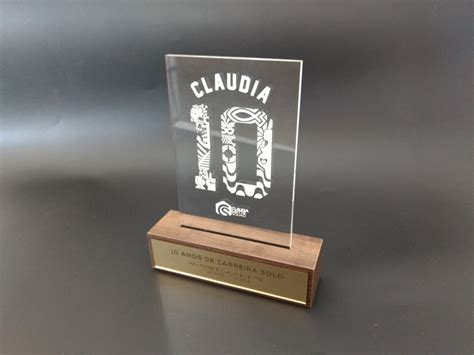 Troféu Placa Homenagem em Acrílico e Madeira mdf Logo Elo7