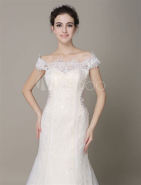 Ivory Wedding Dress Off The Shoulder Mermaid Lace Wedding Gown