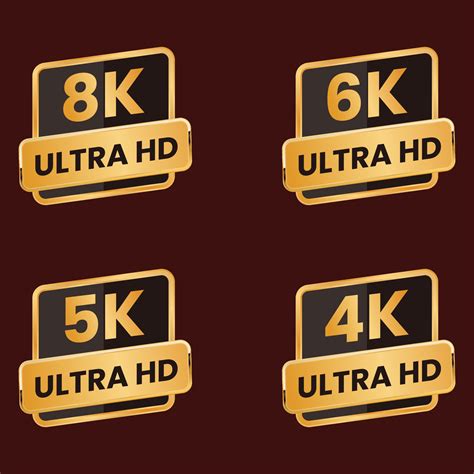 Golden 8K 6K 5k 4k Ultra HD Video Resolution Icon Logo Set 11252050