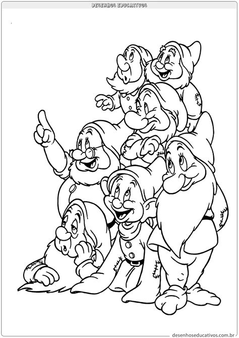 Para colorir sete anões Desenhos Educativos