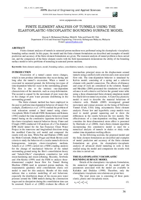 pdf finite element analysis of tunnels using the elastoplastic viscoplastic bounding surface