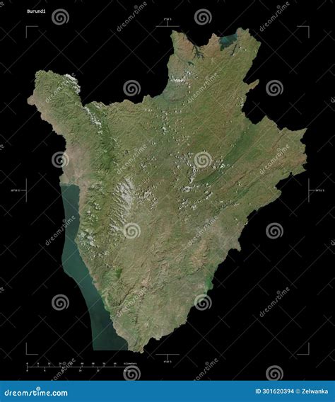 Burundi Shape On Black High Res Satellite Stock Illustration