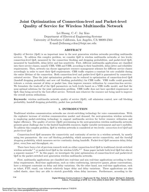pdf joint optimization of connection level and packet level quality of service for wireless