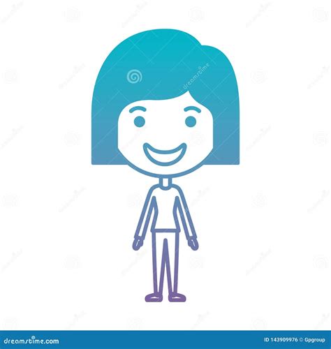 Car cter Feliz Del Kawaii De La Mujer De La Historieta Ilustración del