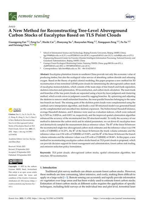 pdf a new method for reconstructing tree level aboveground carbon stocks of eucalyptus based