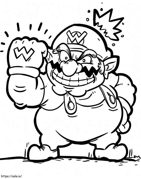 Wario From Super Mario Coloring Page