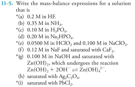 Solved Write The Mass Balance Expressions For A Chegg
