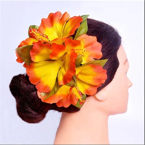 Künstliche Seide Hibiscus Hawaiian Blume Haar Clip 16 Cm Zubehör für