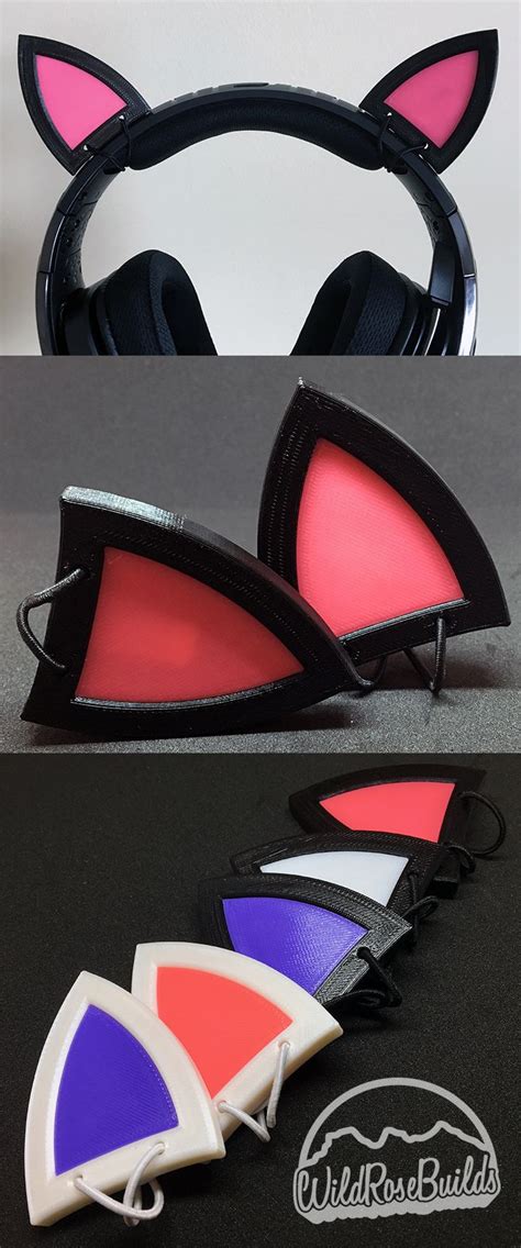 Cat Ears For Headphones Headset 3d Printed Cosplay Streamer Prop Headphones And Headsets Cat