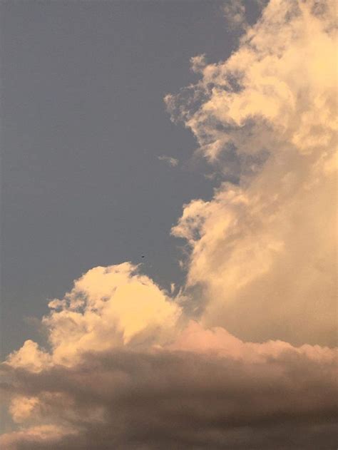 An Airplane Is Flying Through The Cloudy Sky