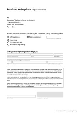 Formloser Wohngeldantrag Per Mail Online ausfüllen ausdrucken