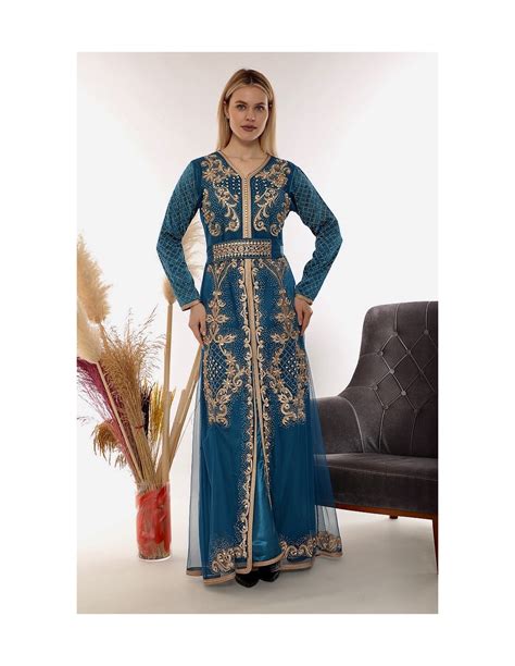 Caftan Takchita Abaya Robe Oriental Bleu Turquoise MRS22 Caftan Rob