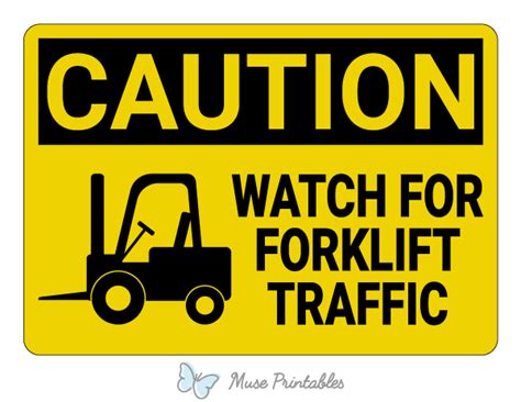 Printable Watch For Forklift Traffic Caution Sign