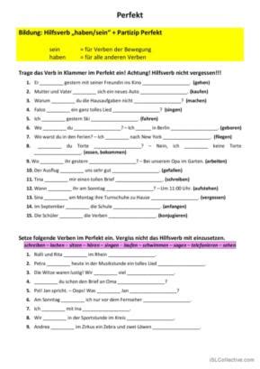 859 Perfekt Deutsch DAF Arbeitsblätter pdf doc
