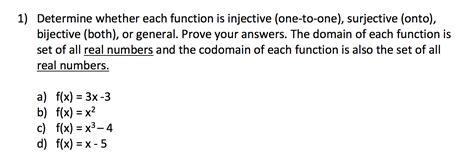 solved 1 determine whether each function is injective