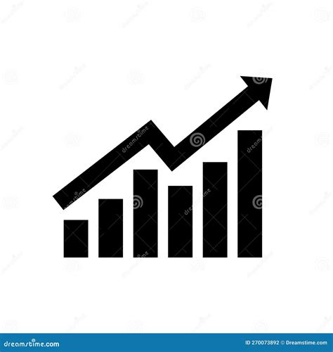 Chart Graph Black Icon Graph Growth With Arrow Isolated On White
