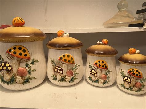 Mavin Vintage Sears Roebuck Merry Mushroom 4 Canister Set