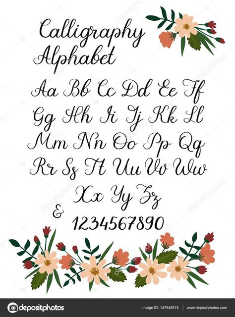 Alfabeto De Caligrafia Fonte Manuscrita Escova Em Letras Hand