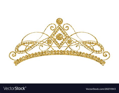 Glittering Diadem Golden Tiara Isolated On White Vector Image