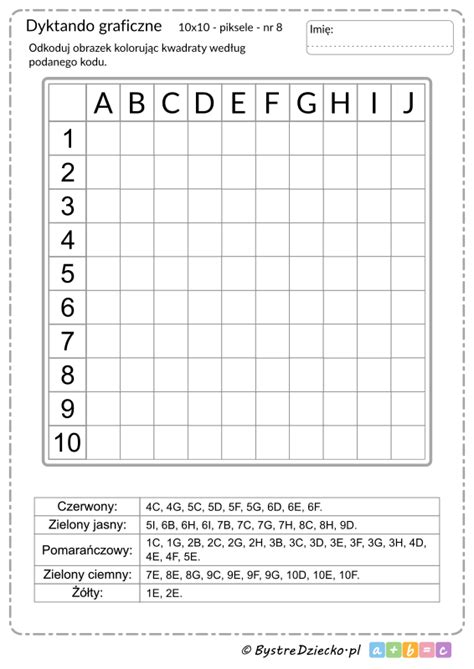Kolorowe Dyktando Graficzne 10x10 Tulipan Odkoduj Obrazek Nr 8