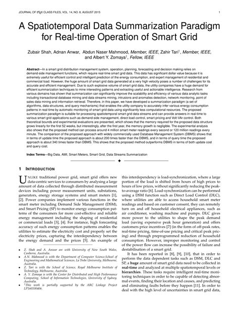 pdf a spatiotemporal data summarization paradigm for real time operation of smart grid