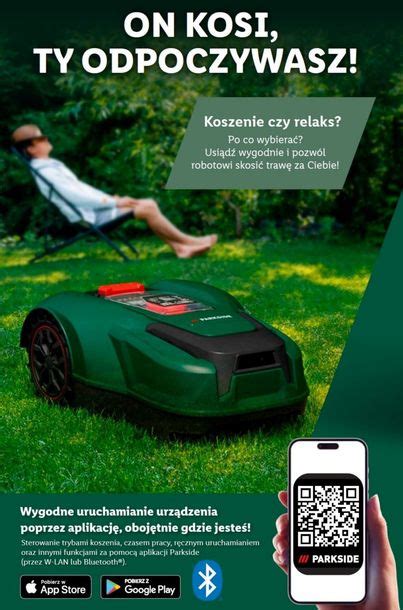 Robot koszący PARKSIDE 1000 m² 22cm SMART Wi Fi BT 4 Ah ZESTAW 11w1