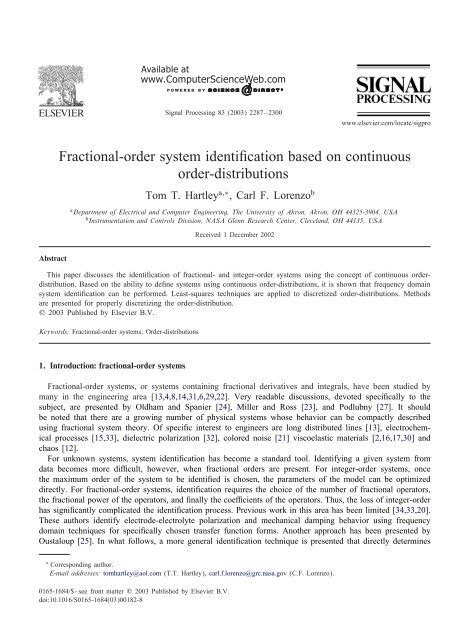 fractional order system identification based on mechatronics