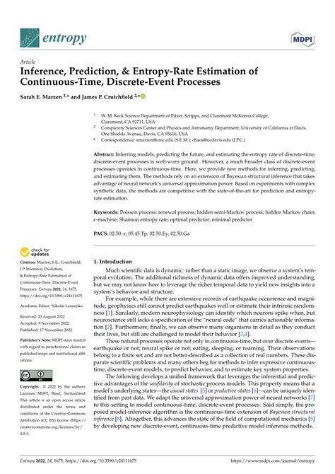 pdf inference prediction and entropy rate estimation of continuous time discrete event processes