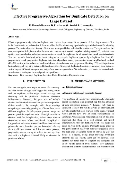pdf effective progressive algorithm for duplicate detection on large dataset international