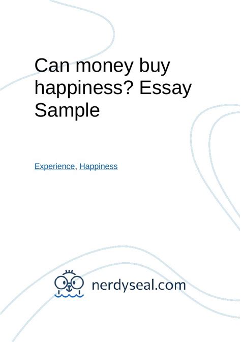 Can Money Buy Happiness Essay Sample 550 Words NerdySeal