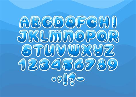 Letras De Gotas De Agua Del Alfabeto De Burbujas De Dibujos Animados