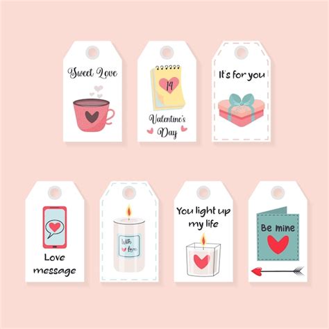 Ensemble d étiquettes cadeaux d amour pour la Saint Valentin Étiquettes
