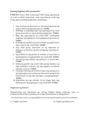 CP 7 Pdf Paunang Pagtataya Pre Assessment PANUTO Tama O Mali Isulat