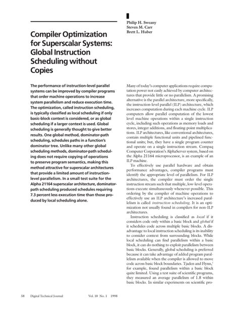 compiler optimization for superscalar systems global instruction scheduling without