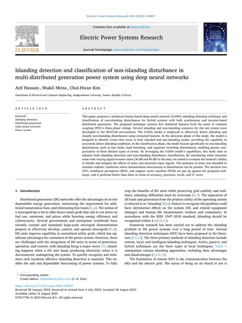pdf islanding detection and classification of non islanding disturbance in multi distributed