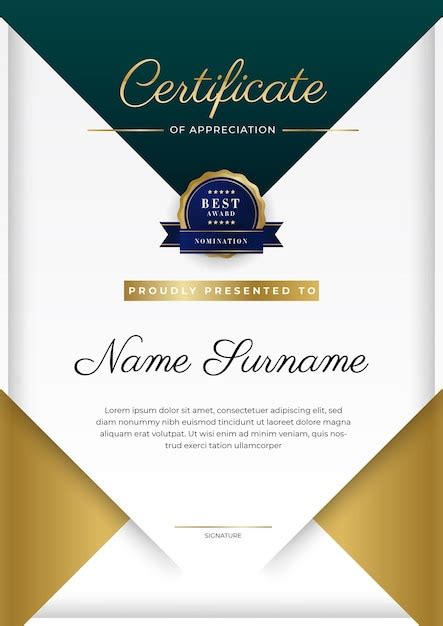 Premium Vector Green Black And Gold Certificate Of Achievement Border