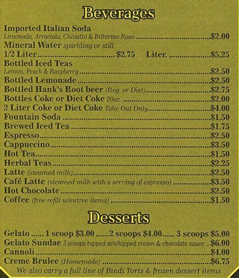 Menu At Cafe Michelangelo Philadelphia